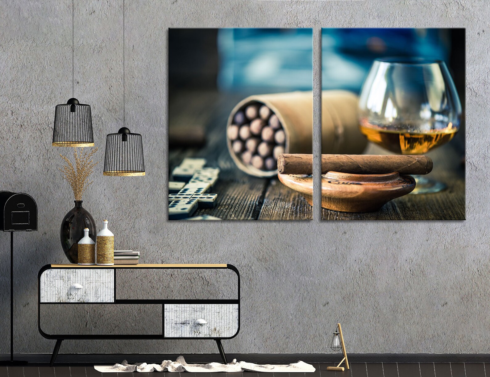 Cigar and Brandy Wall Decor Coffee Wall Art Cigar Room Canvas Cigar ...