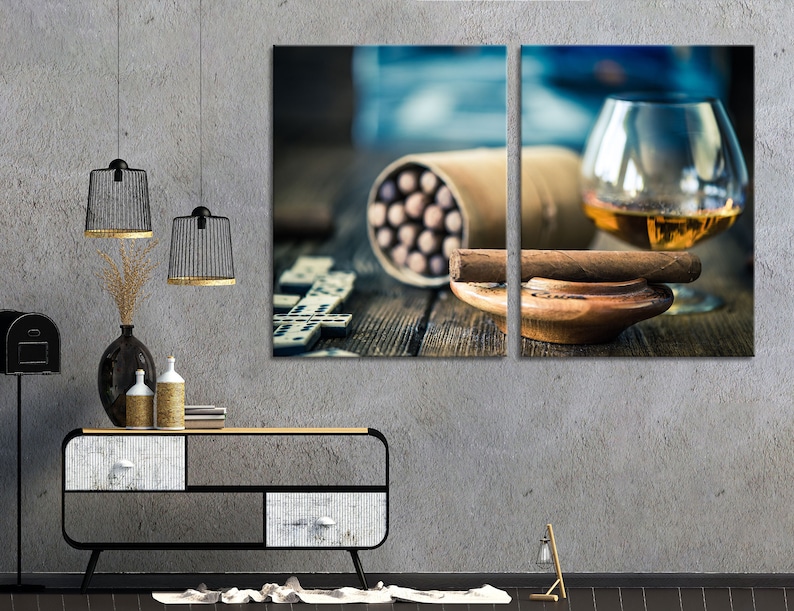 Cigar and Brandy Wall Decor Coffee Wall Art Cigar Room Canvas - Etsy