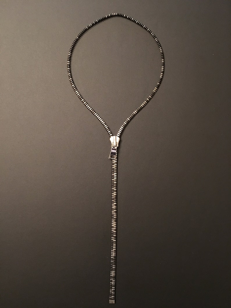Zipper Necklace - Luxury Multi Metal - Gunmetal Pull - Etsy