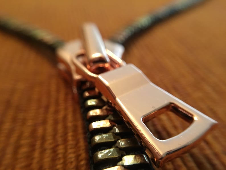 Zipper Necklace - Luxury Multi Metal With Rose Gold Pull - Etsy