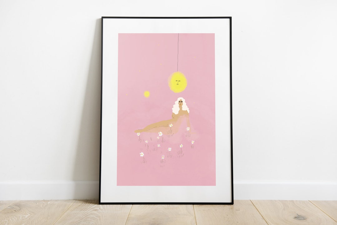 Moon on a String A4 A3 Art Print Pastel Wall Decor Pastel - Etsy