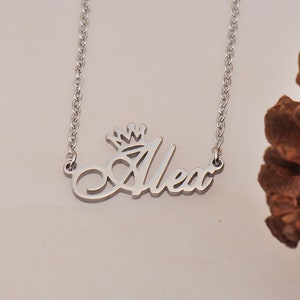 Alex Customized Name Necklace, Name Necklace With Crown, Personalized ...