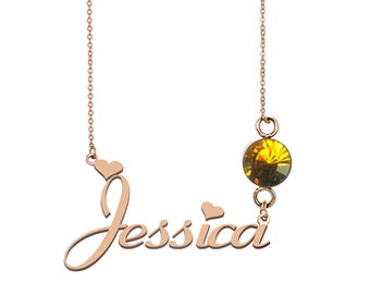 Jessica Name Necklace Vintage Name Necklace Gold Name | Etsy