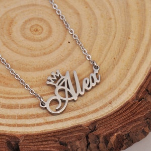 Alex Customized Name Necklace, Name Necklace With Crown, Personalized ...