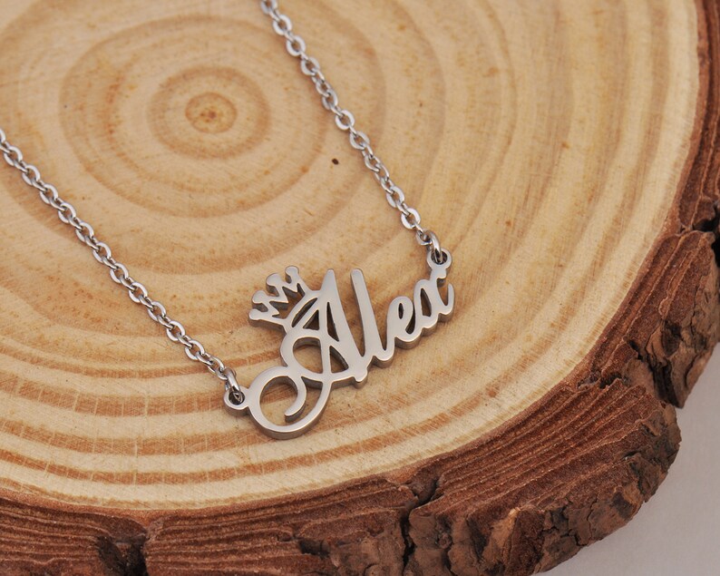 Alex Customized Name Necklace Name Necklace With Crown - Etsy