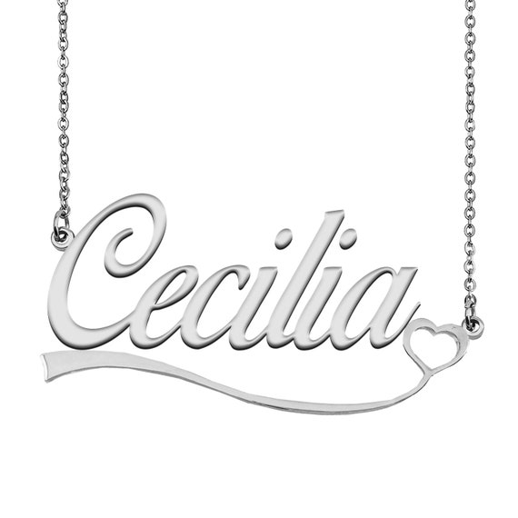 Name Necklace Necklace with Heart Custom Cecilia Letter | Etsy