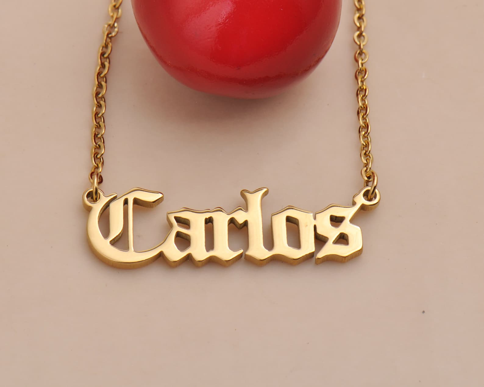 Carlos Custom Old English Font Name Necklace Gothic Name - Etsy