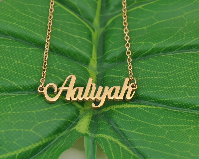 Aaliyah Personalized Name Necklace Name Plate Necklace | Etsy