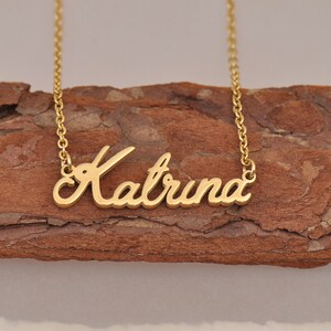 Katrina Name Necklace, Customized Gold Name Plate Necklace, Delicate ...