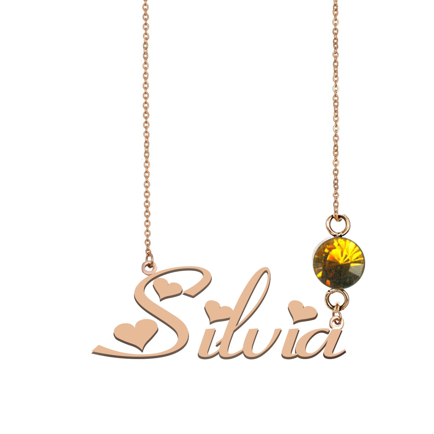 Silvia Name Necklace Gold Custom Name Necklace Necklace with | Etsy