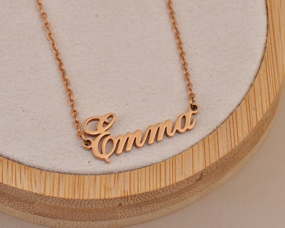Emma Name Necklace Customized Name Plate Necklace Name | Etsy