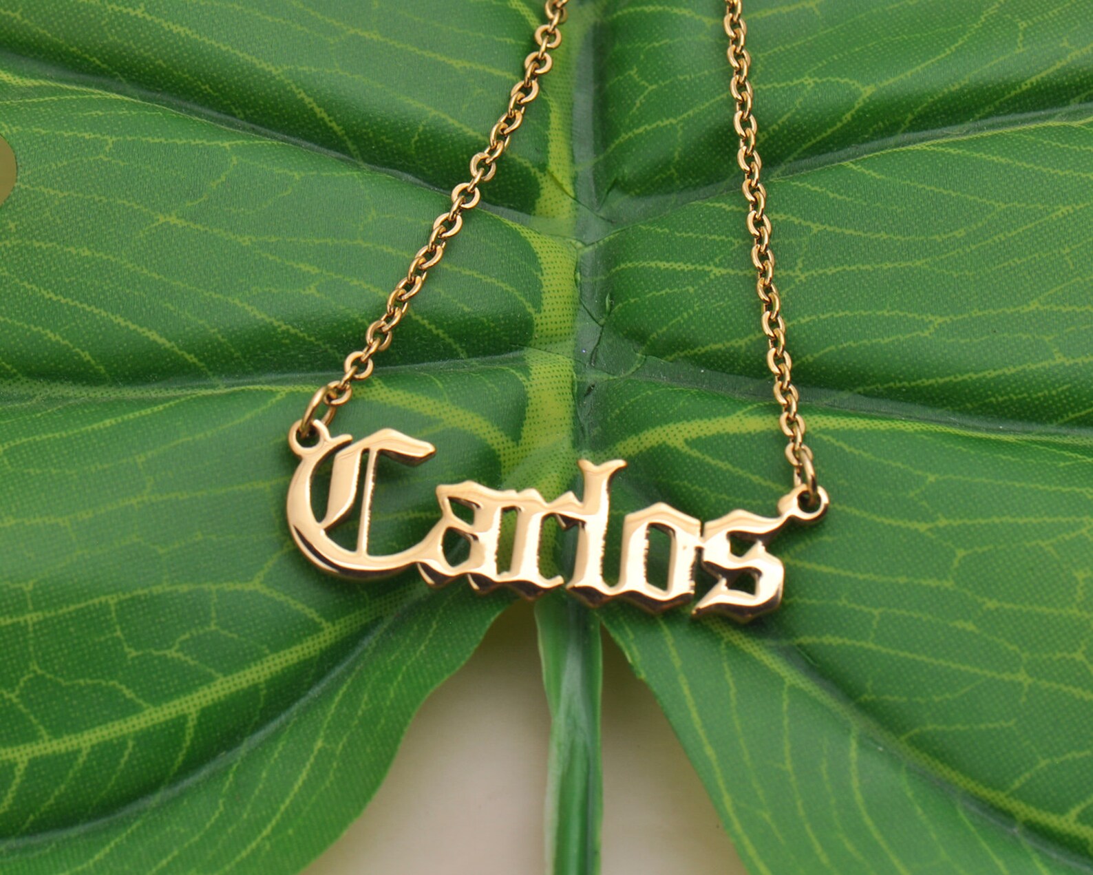 Carlos Custom Old English Font Name Necklace Gothic Name - Etsy