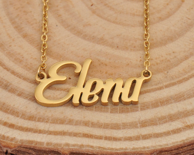 Elena Custom Name Necklace Personalized Letter Nameplate - Etsy