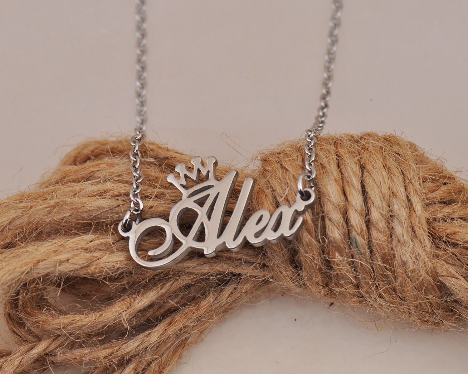 Alex Customized Name Necklace Name Necklace With Crown | Etsy