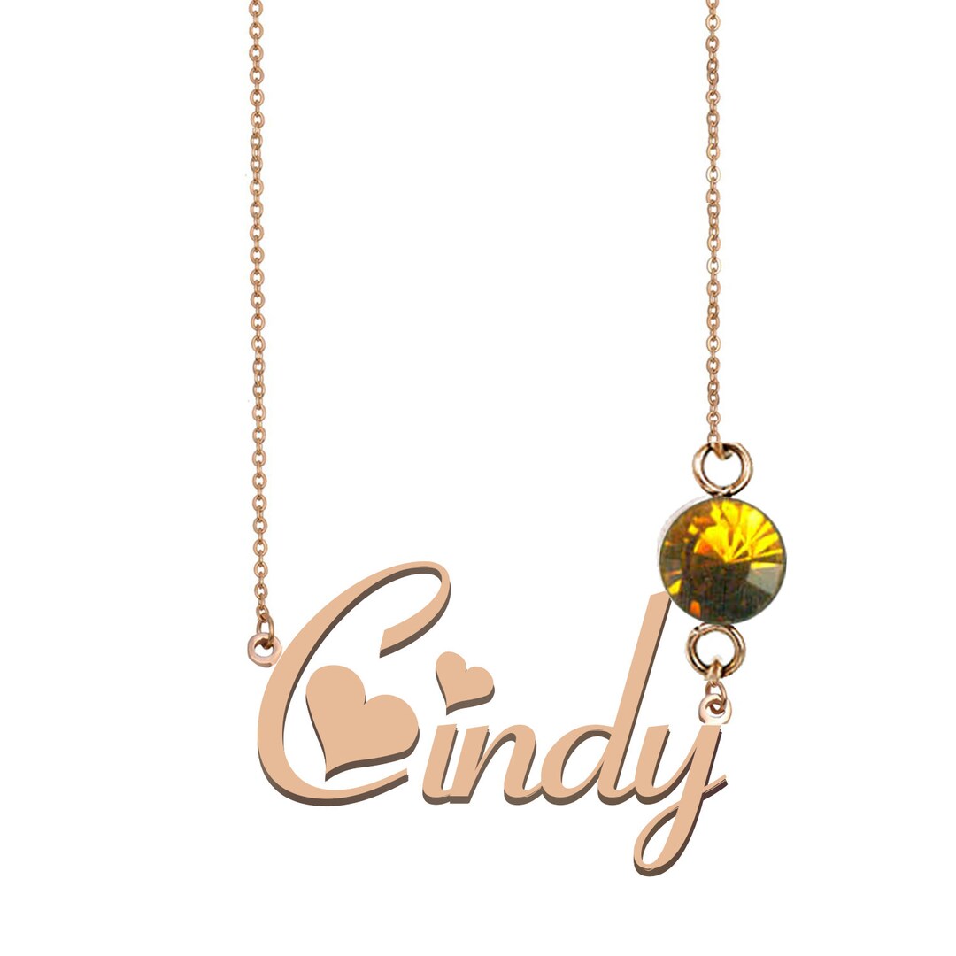 Cindy Gift Name Necklace With Birthstone, Customized Name Necklace ...