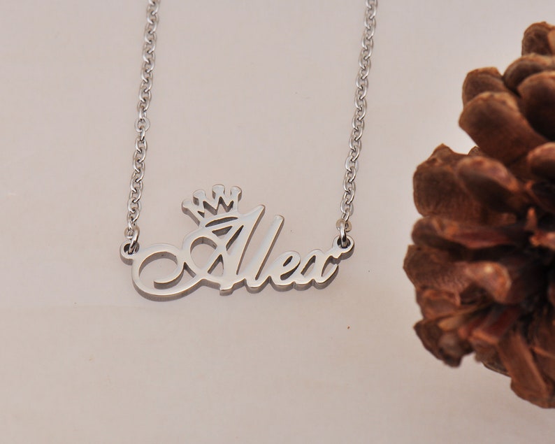 Alex Customized Name Necklace Name Necklace With Crown - Etsy