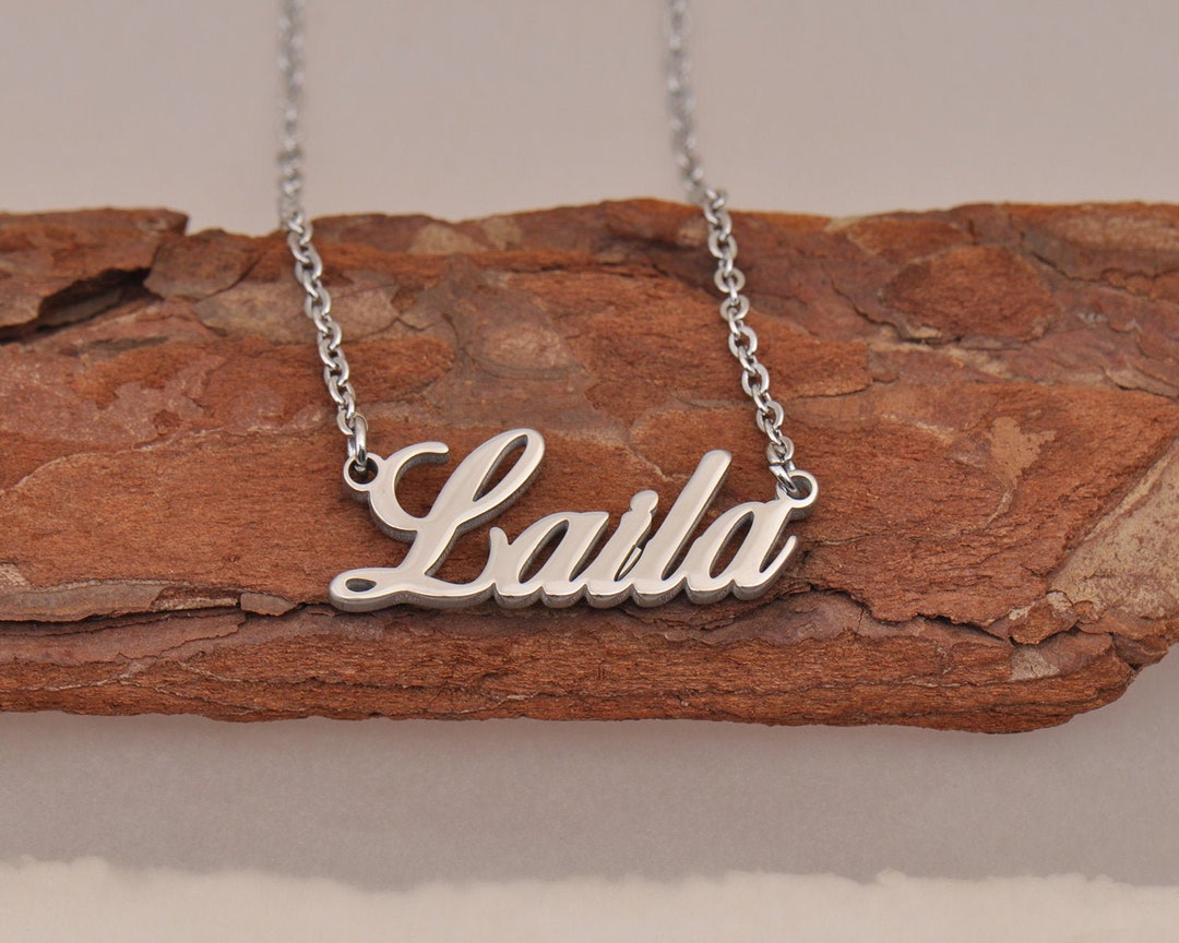 Laila Personalized Name Necklace, Customized Name Plate Necklace, Name ...