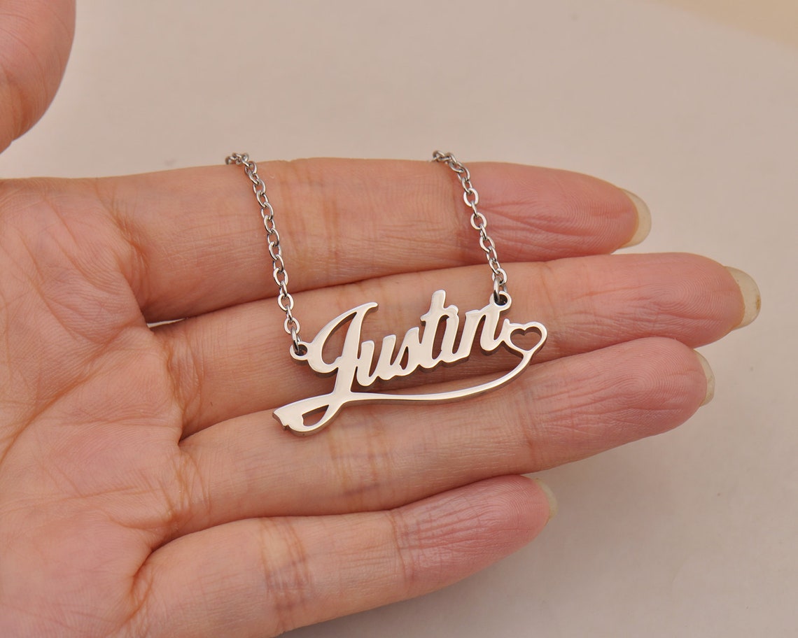 Name Necklace Name Necklace Personalized Silver Chain Name - Etsy