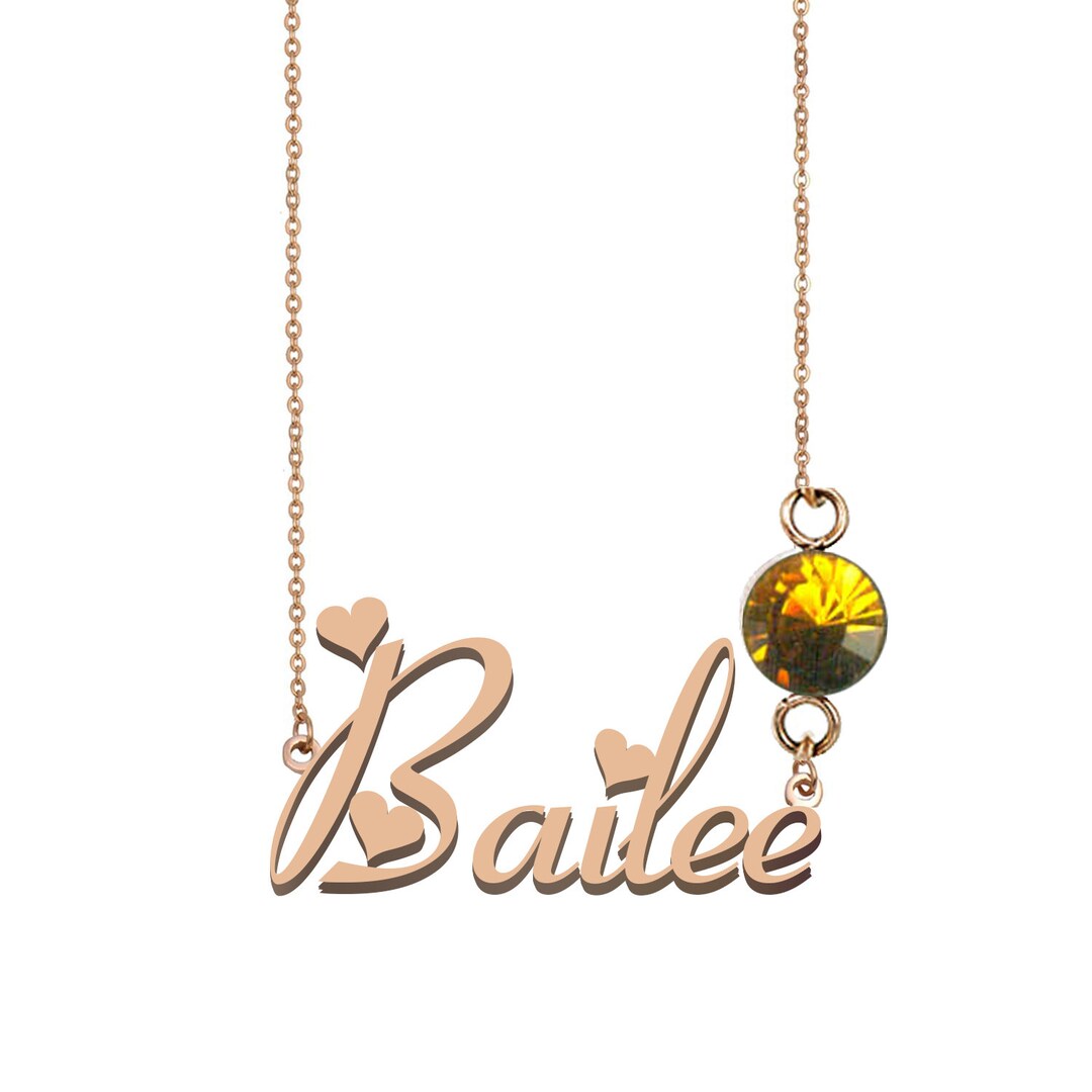 Bailee Gift Name Necklace With Birthstone Customized Name - Etsy