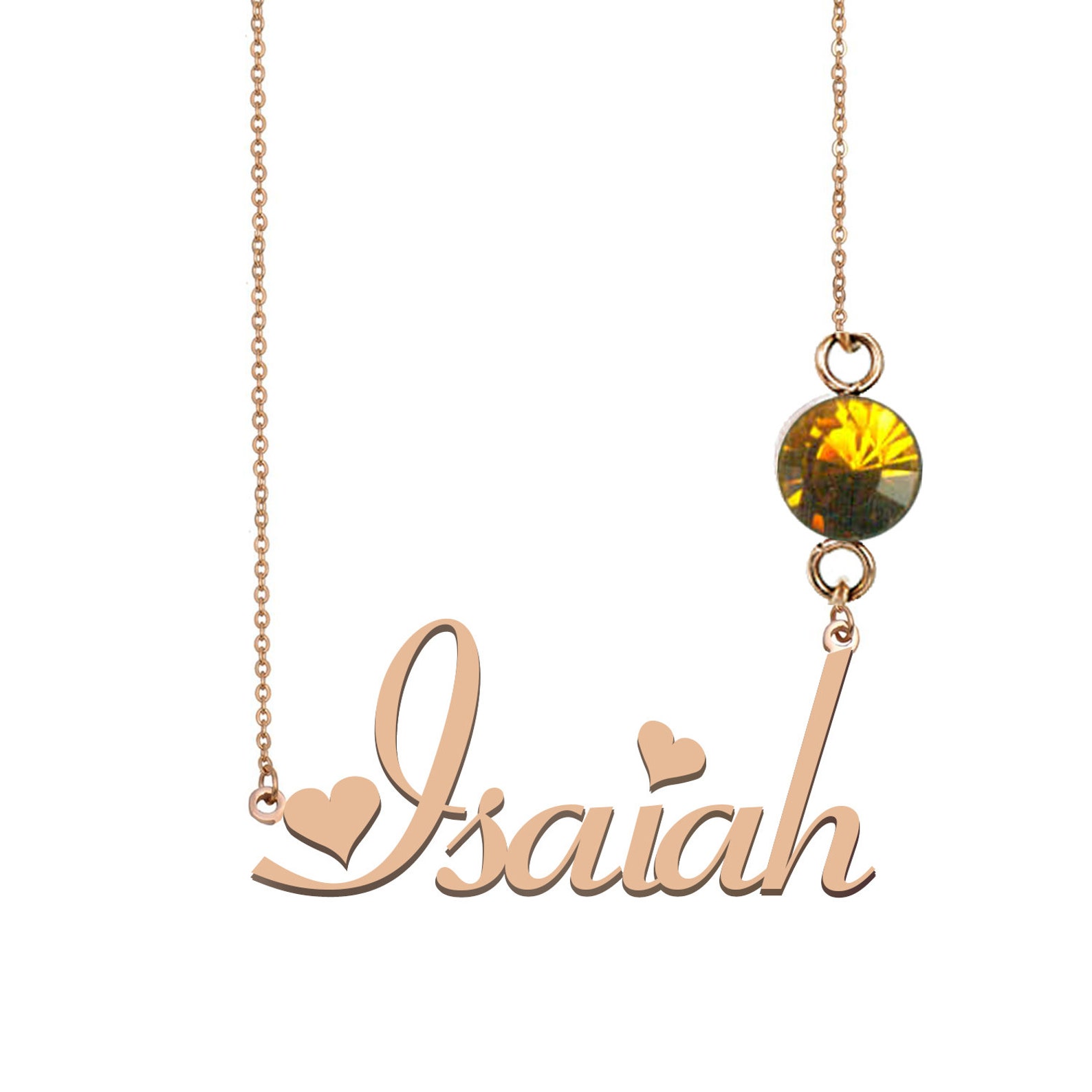 Isaiah Boy Name Necklace With Birthstone Custom Name Necklace - Etsy