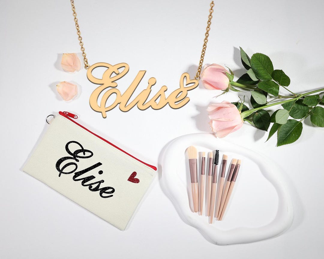 Elise Name Plate Necklace With Custom Pouch | Personalized Name ...