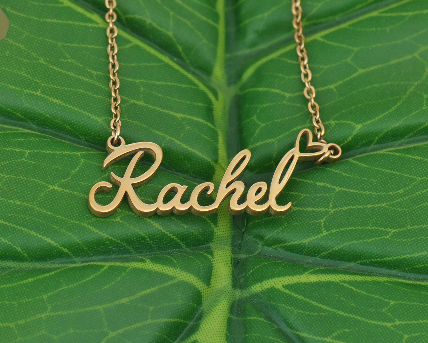 Rachel Name Necklace With Heart Customized Name Plate | Etsy