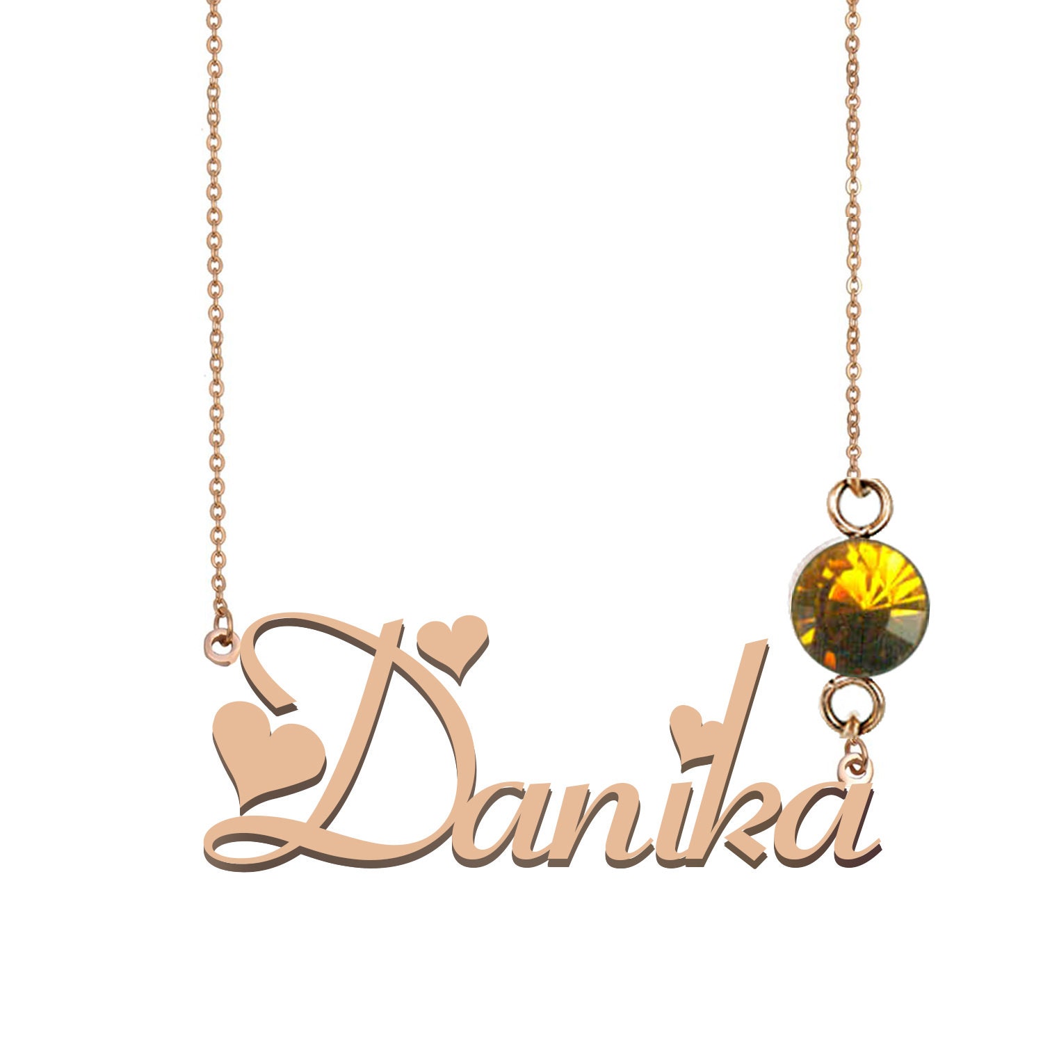 Danika Gift Name Necklace With Birthstone Customized Name - Etsy