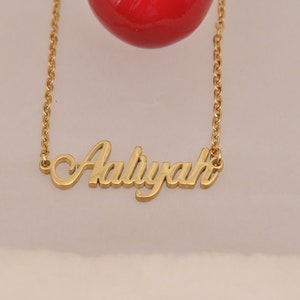 Aaliyah Personalized Name Necklace, Name Plate Necklace, Cursive Any ...