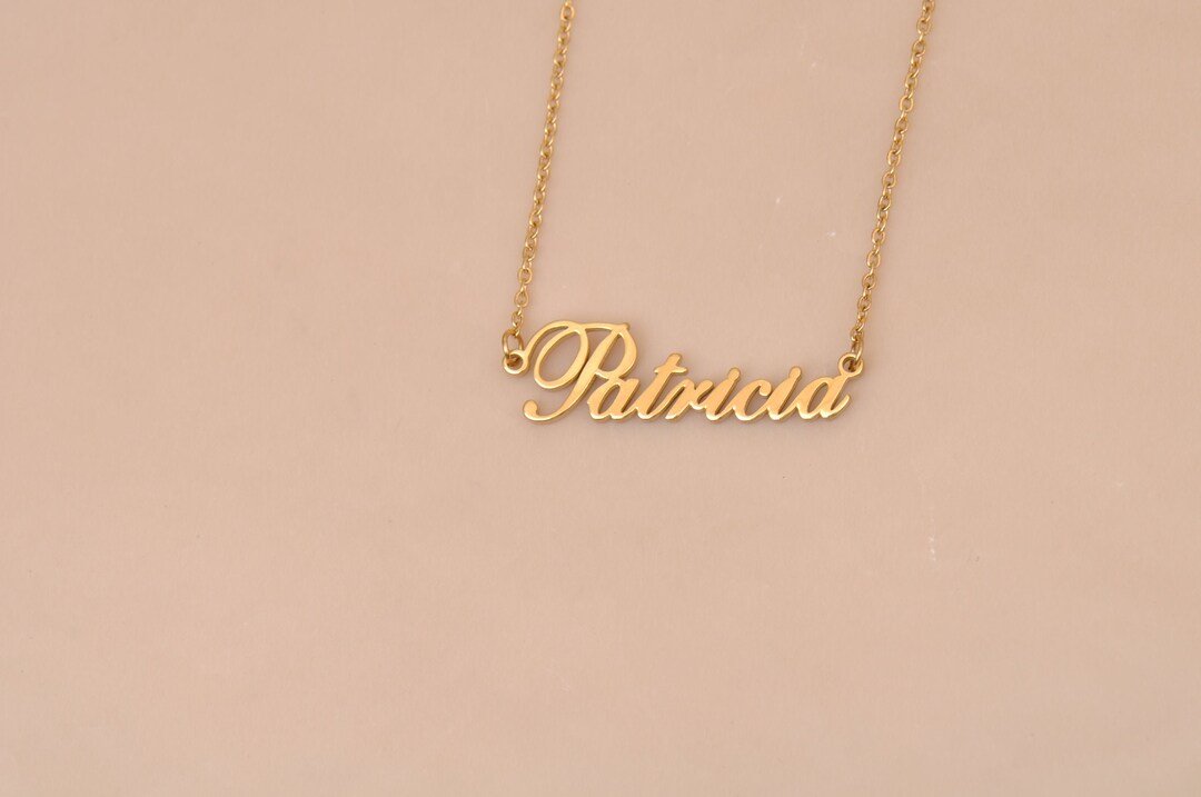 Patricia Name Necklace, Customized Name Plate Necklace, Name Pendant ...