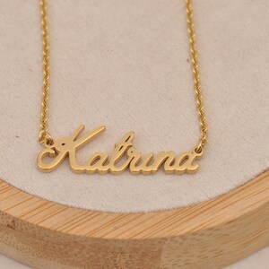 Katrina Name Necklace, Customized Gold Name Plate Necklace, Delicate ...