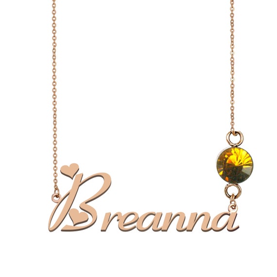 Breanna Gift Name Necklace With Birthstone Customized Name | Etsy