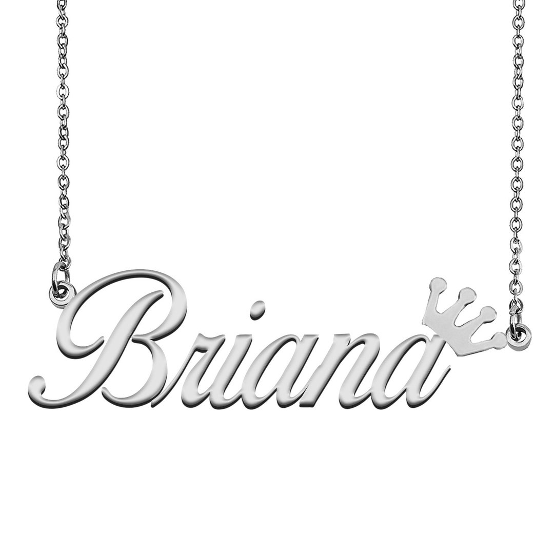 Name Necklace for Briana With Crown Name Necklace Silver - Etsy