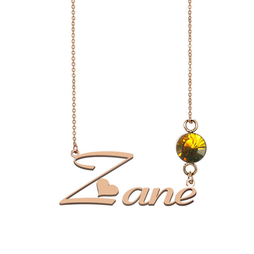 Zane Gift Name Necklace With Birthstone, Customized Name Necklace, Best ...