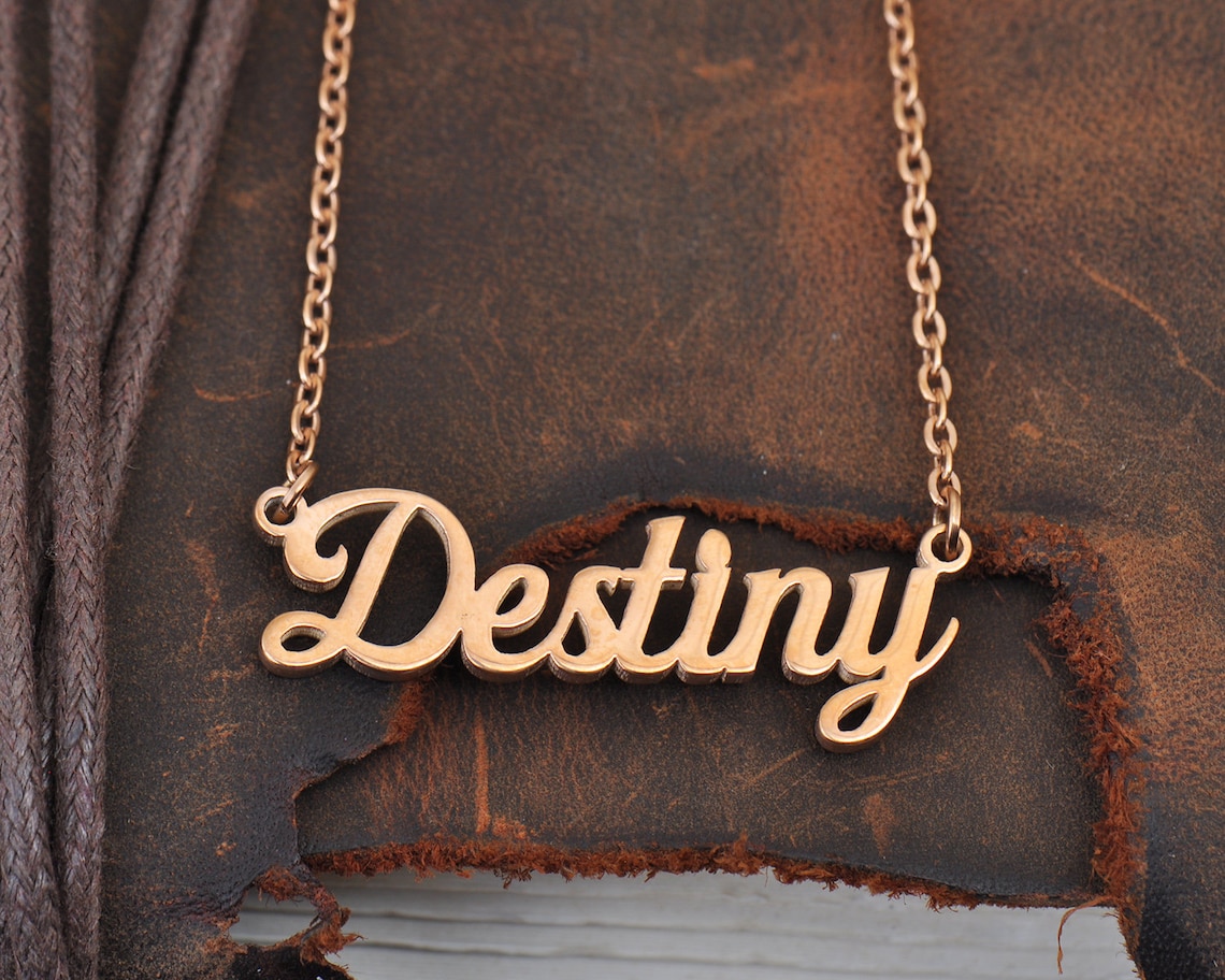 Destiny Name Necklace Customized Gold Name Plate Necklace - Etsy