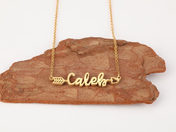 Caleb Dainty Name Necklace With Arrow Personalized Name - Etsy