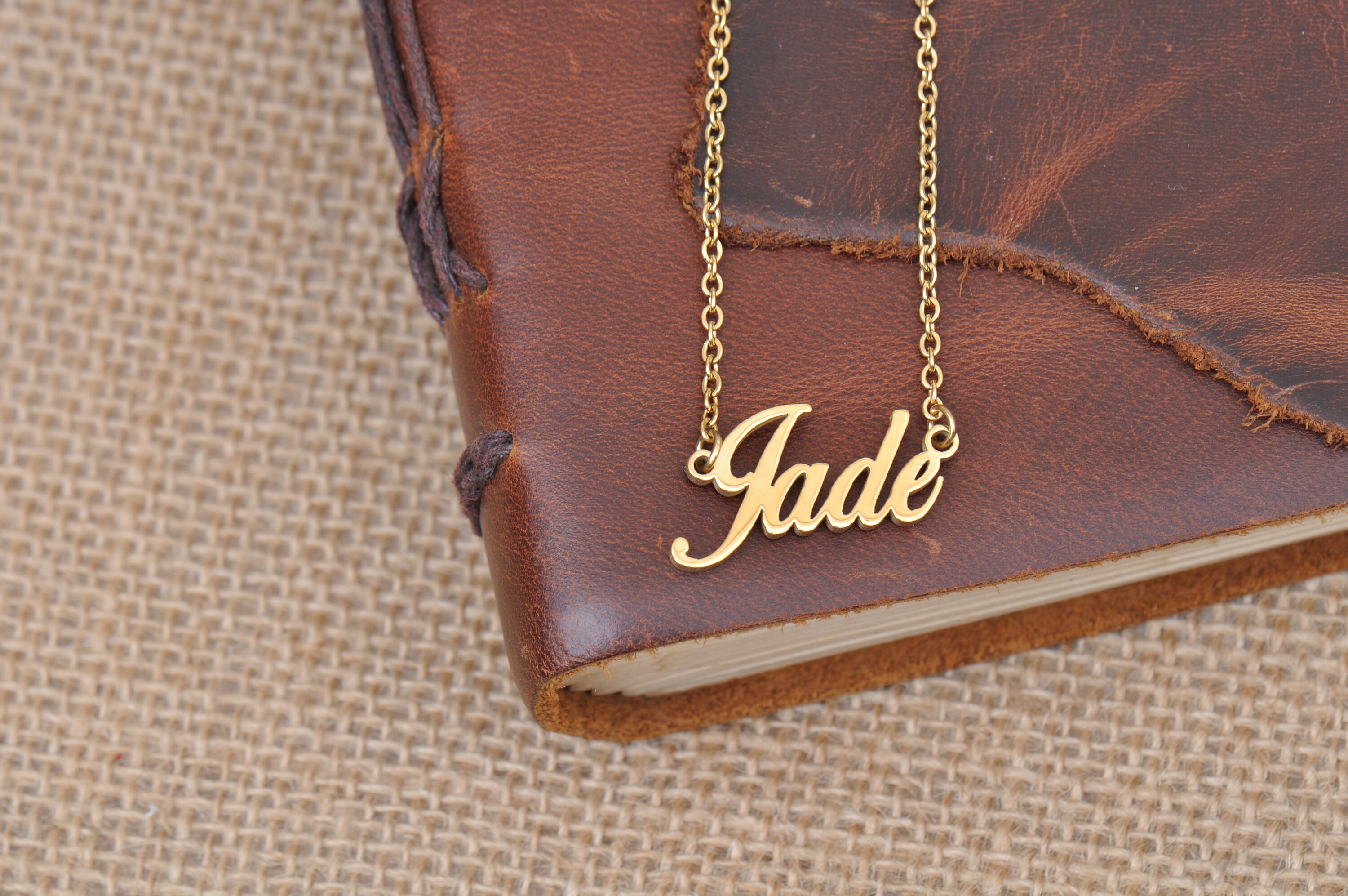 Jade Personalized Gold Tag Name Necklace Necklace With Jade - Etsy