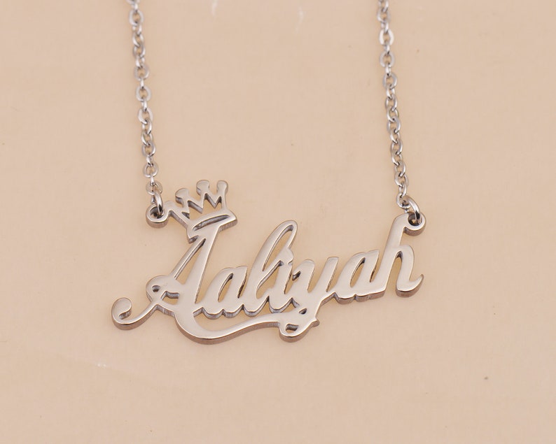 Aaliyah Custom Name Necklace With Crown Young Girls Fashional - Etsy