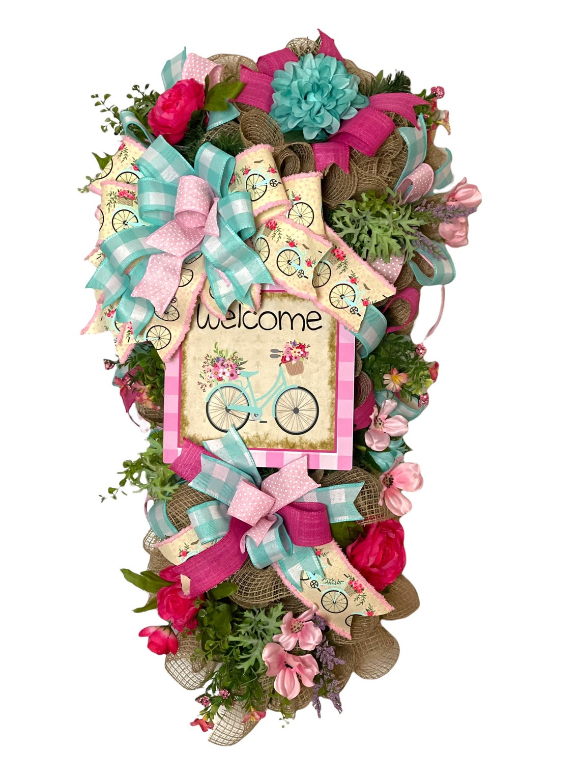 Bicycle Welcome Floral Swag Spring & Summer Entryway Décor | Etsy