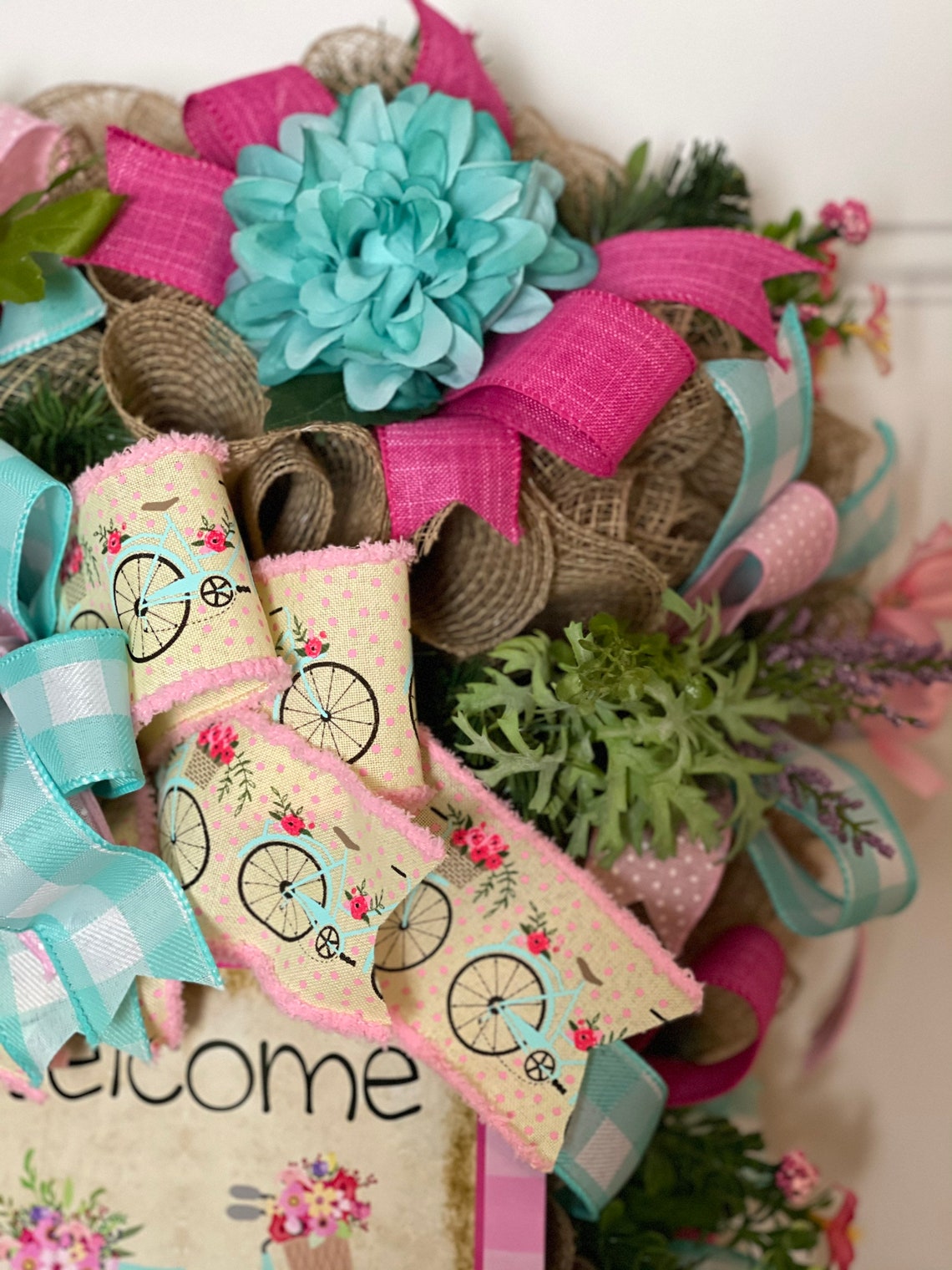 Bicycle Welcome Floral Swag Spring & Summer Entryway Décor | Etsy