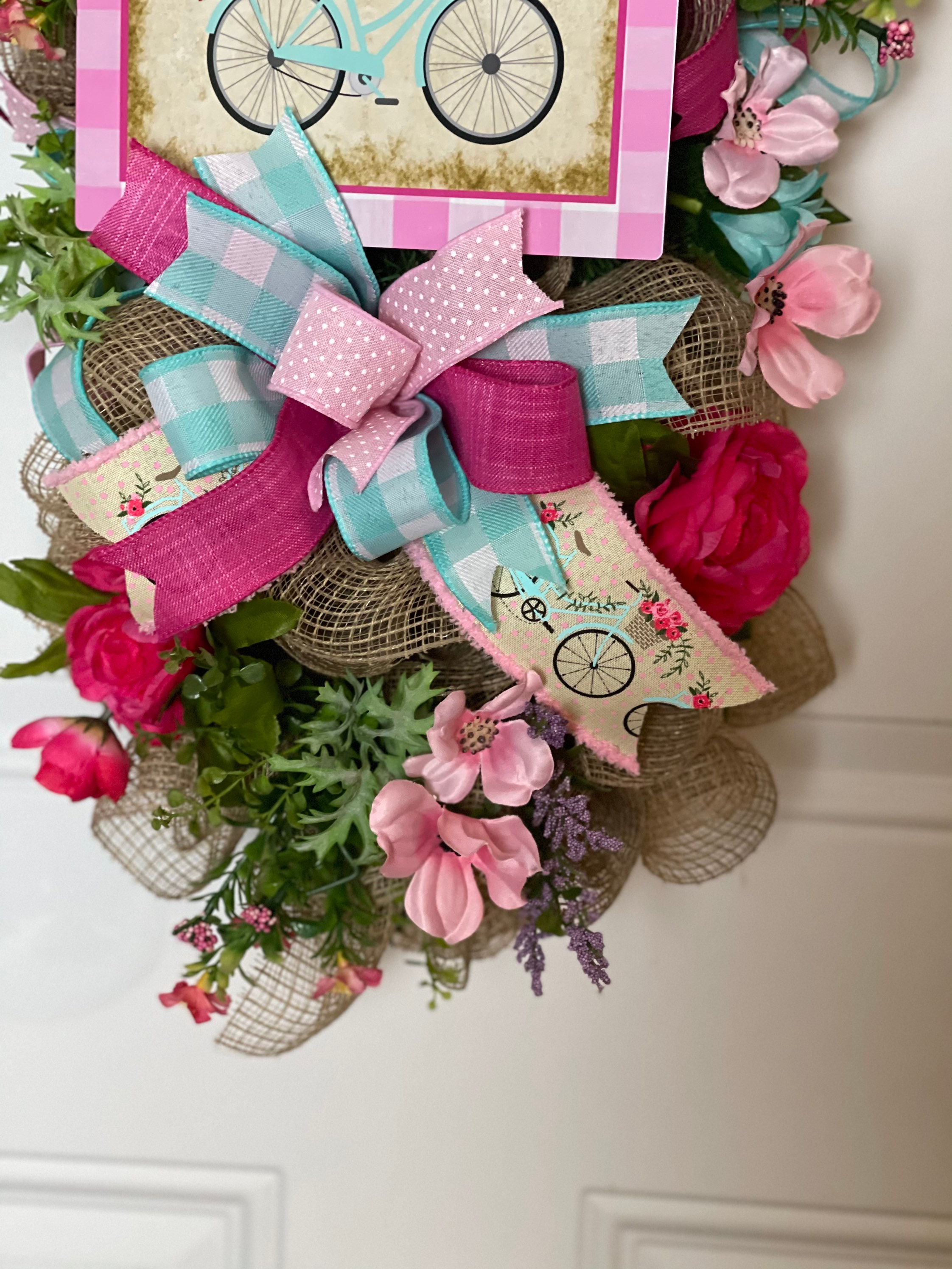 Bicycle Welcome Floral Swag Spring & Summer Entryway Décor | Etsy