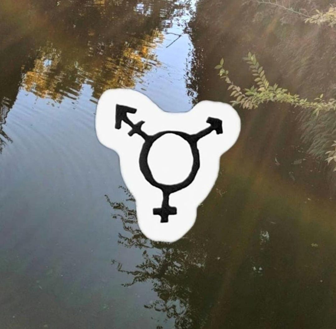 Trans Symbol Sticker || 1" || Linocut || Vinyl Decal for Laptop or ...