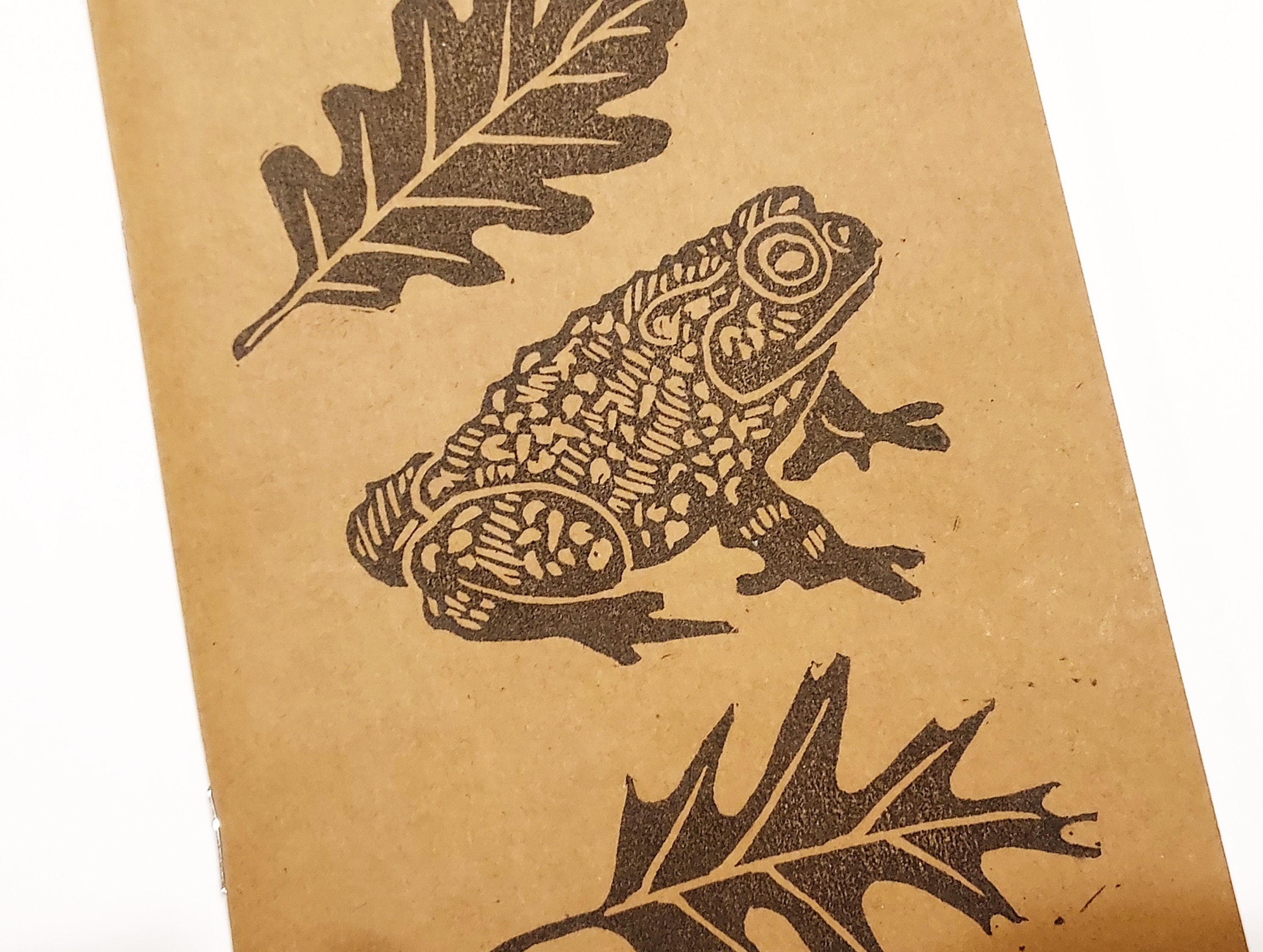 Toad & Oak Leaves Journal || Linocut || Prints || Journal - Etsy