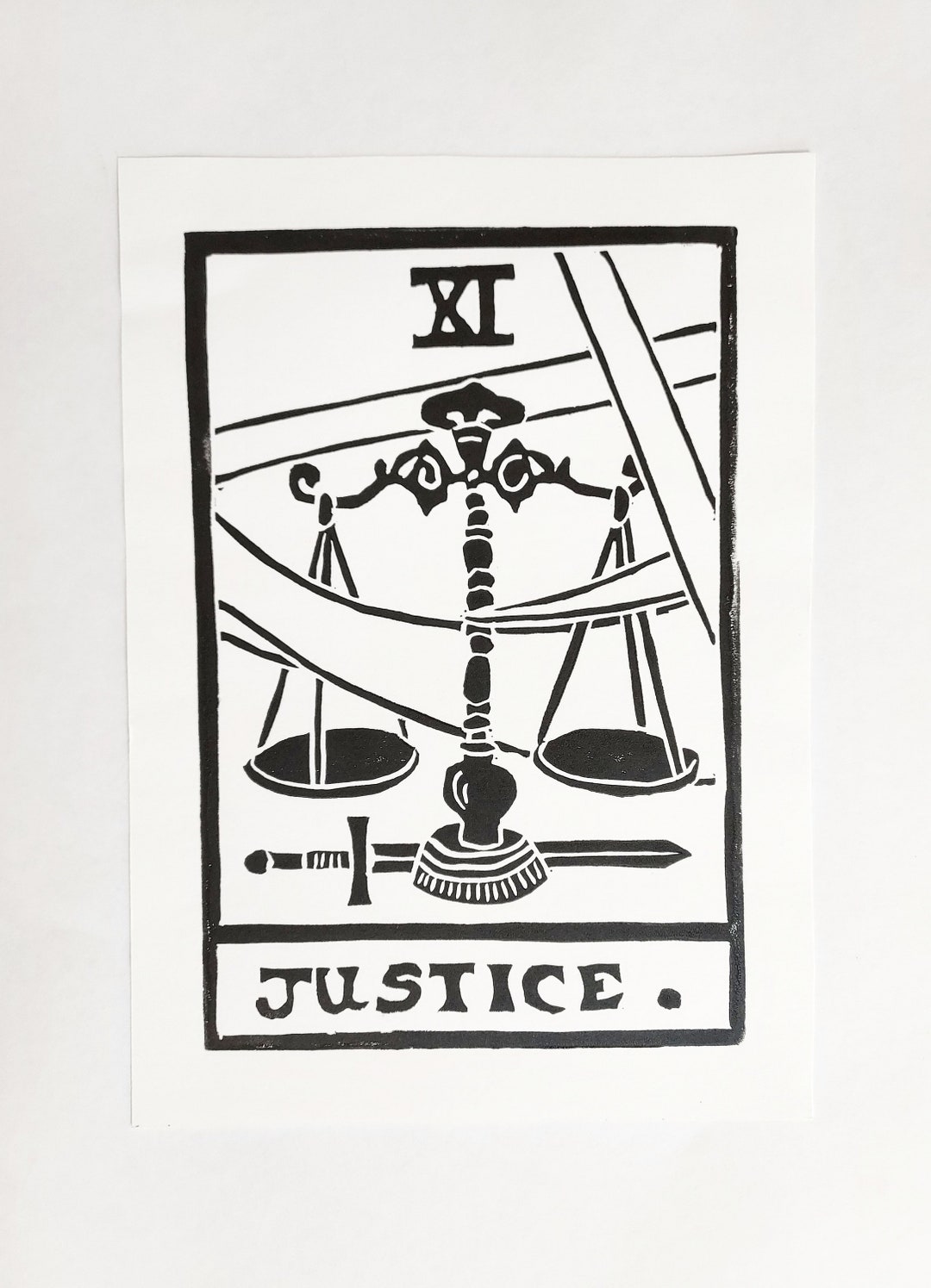 XI Justice Tarot Series Linocut Prints - Etsy