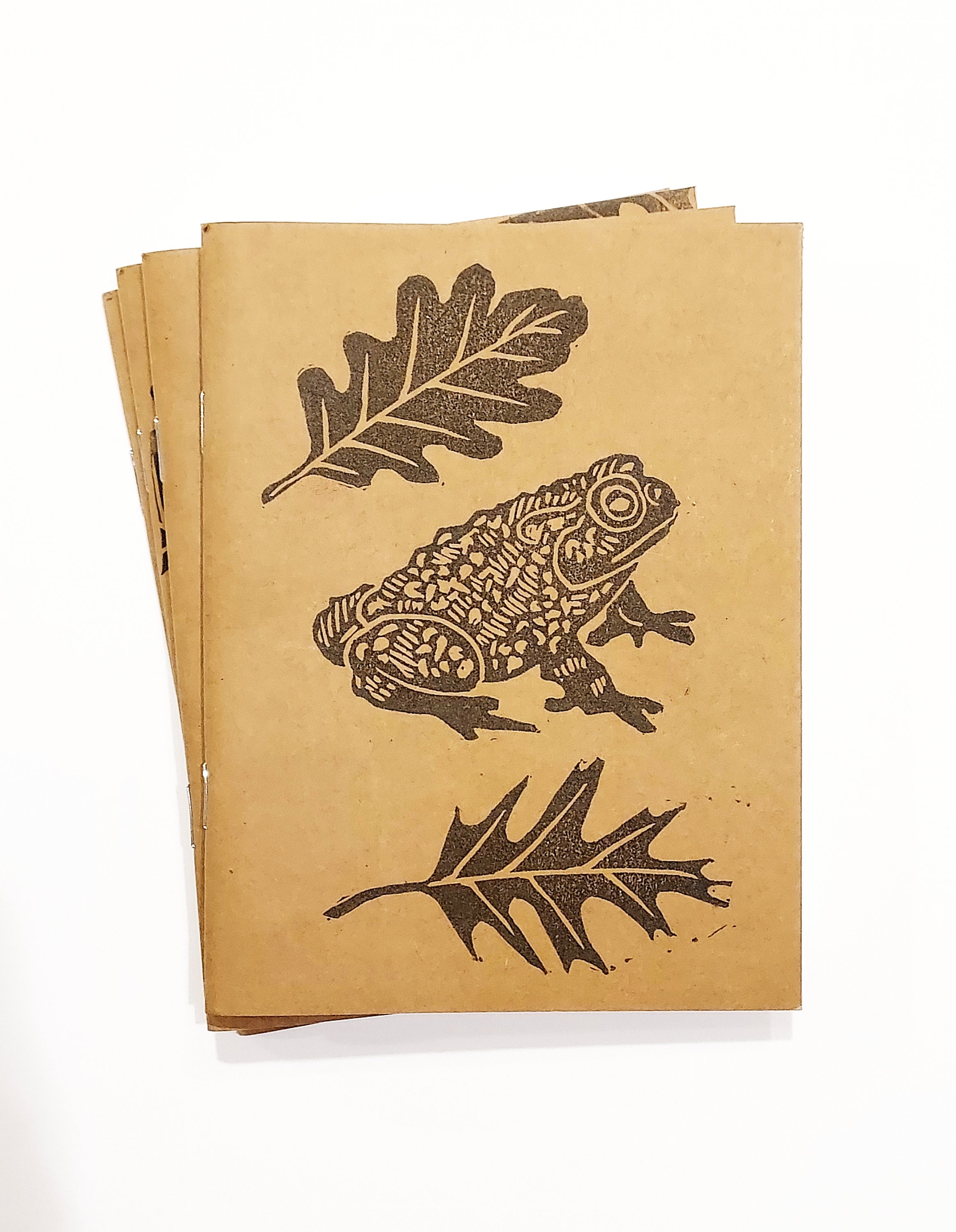 Toad & Oak Leaves Journal || Linocut || Prints || Journal - Etsy