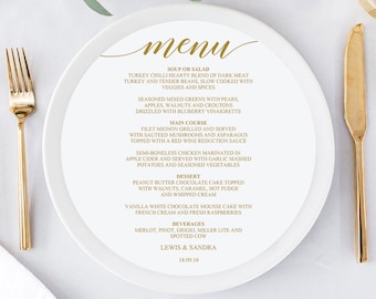 Wedding Menu Template Round | Etsy