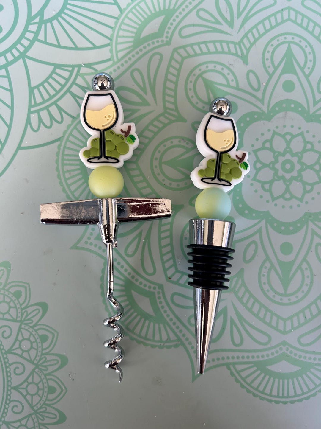 Beaded Wine Set - Etsy