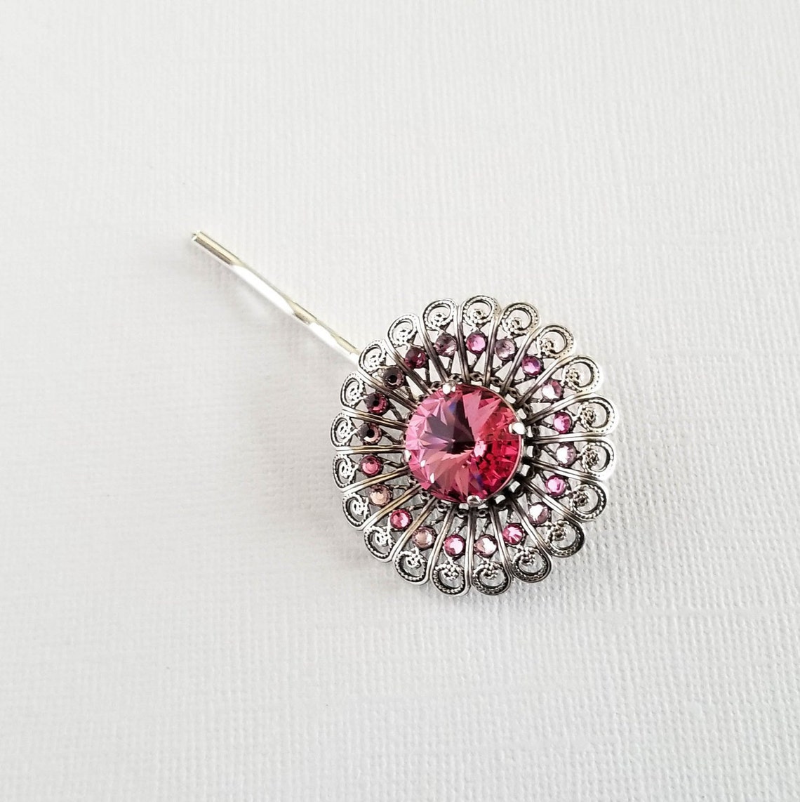 Pink Rhinestone Hair Pin Swarovski Crystal Bobby Pin Pink | Etsy