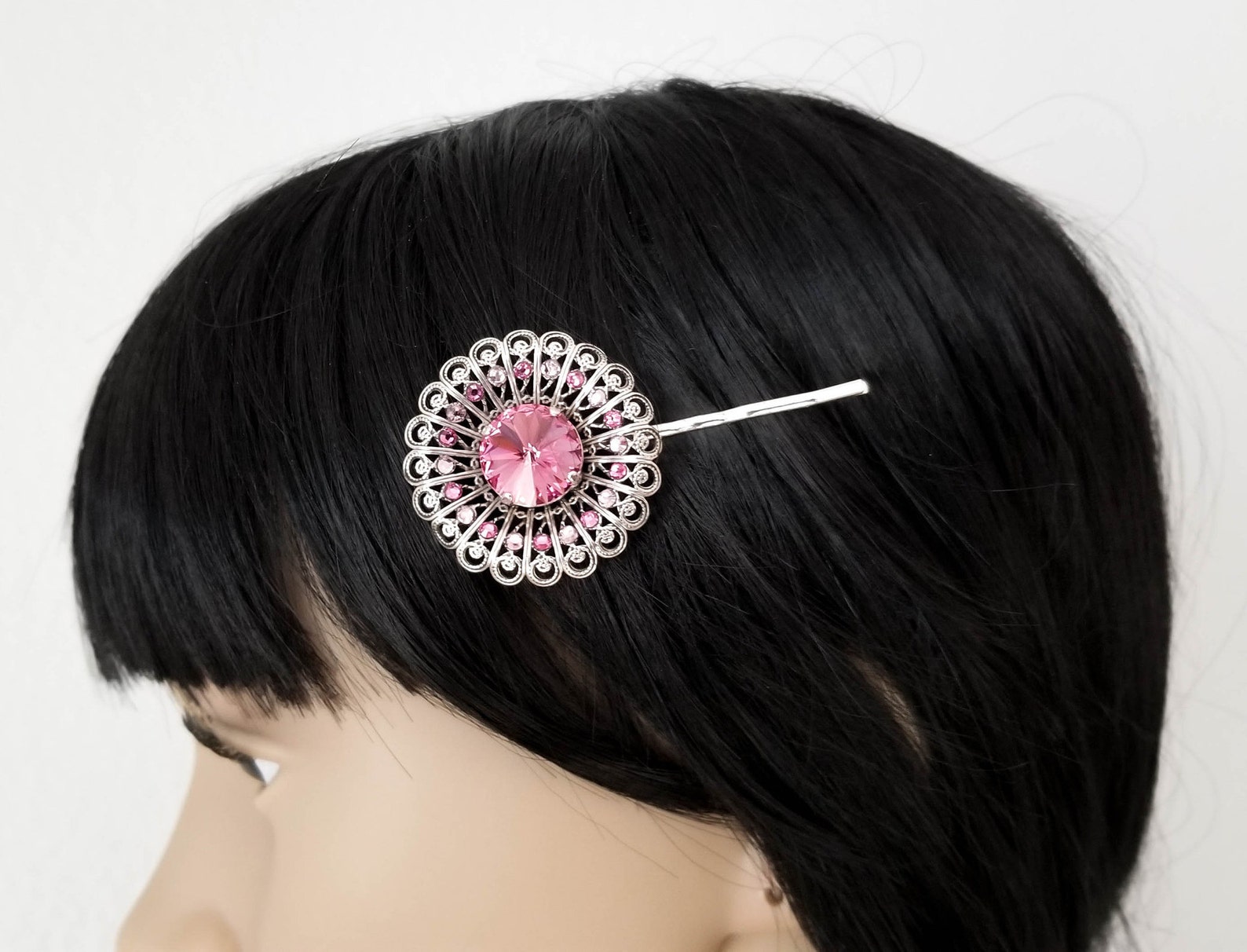 Pink Rhinestone Hair Pin Swarovski Crystal Bobby Pin Pink | Etsy