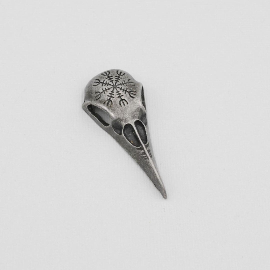 Gray Raven Skull Helm of Awe Pendant, Bird Skull Finding, DIY Jewelry ...