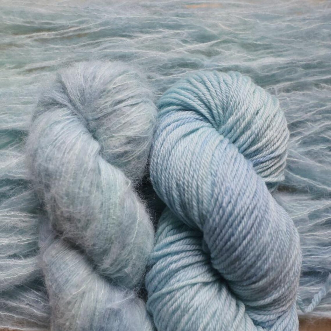 Powder Blue - Hand Dyed Baby Suri Alpaca & Silk Yarn, Australian Merino ...